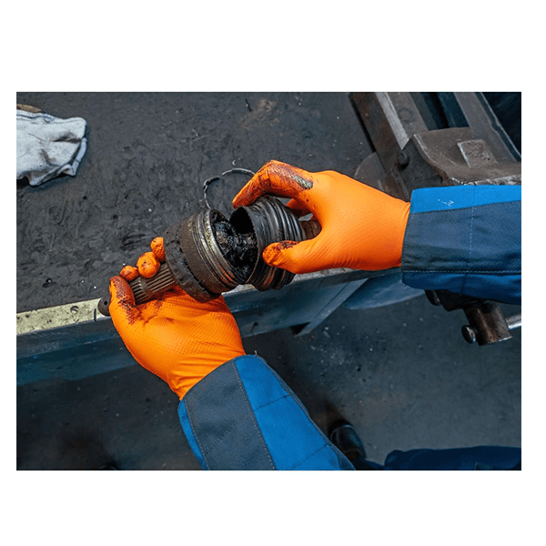 Heavy-Duty Orange 10 Mil Diamond Textured Grip PPE Nitrile Chemical ...